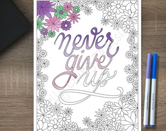 Stay Strong Calligraphy and Flowers Adult Coloring Page Printable ...