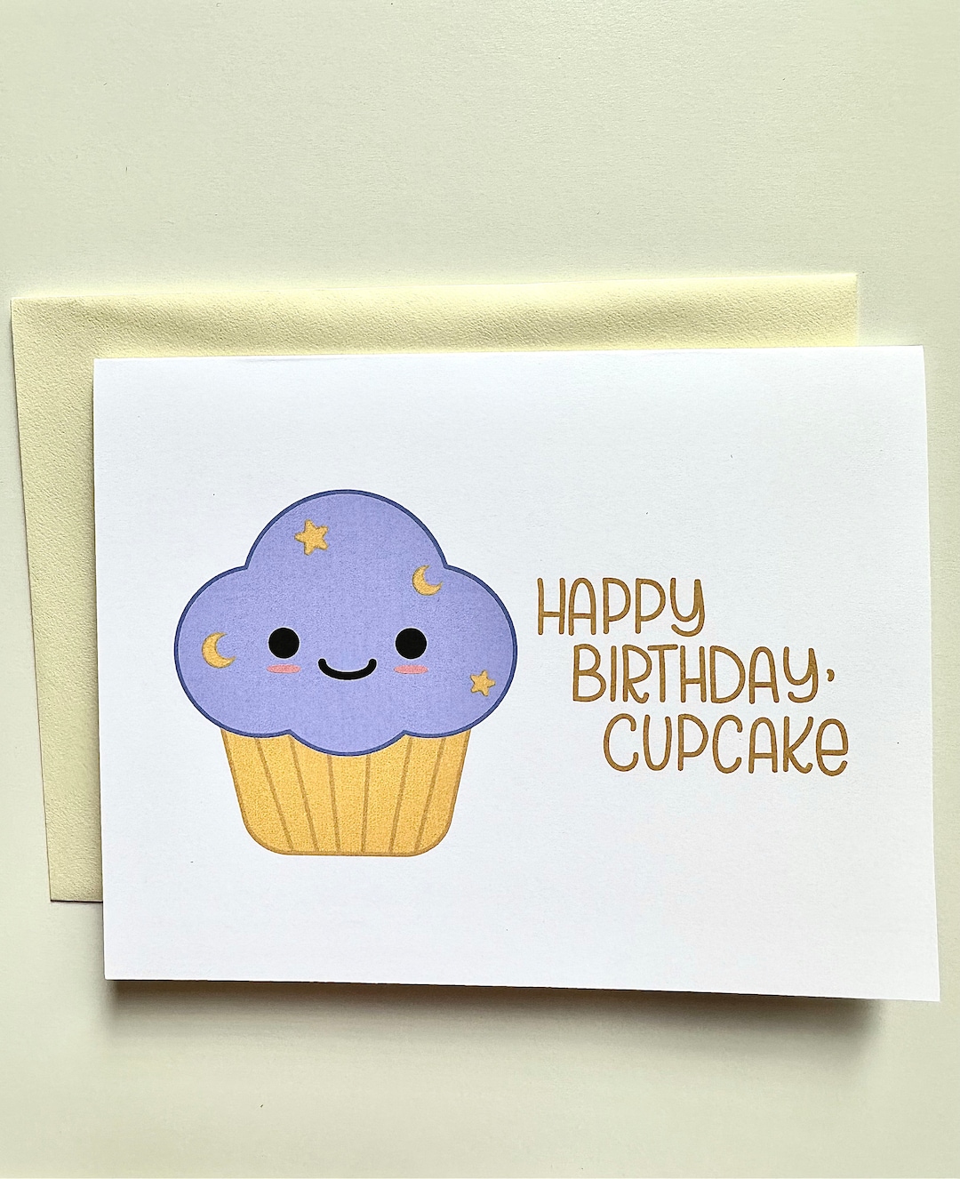 Happy Birthday Cupcake Card Cute Cake Greeting Card for - Etsy