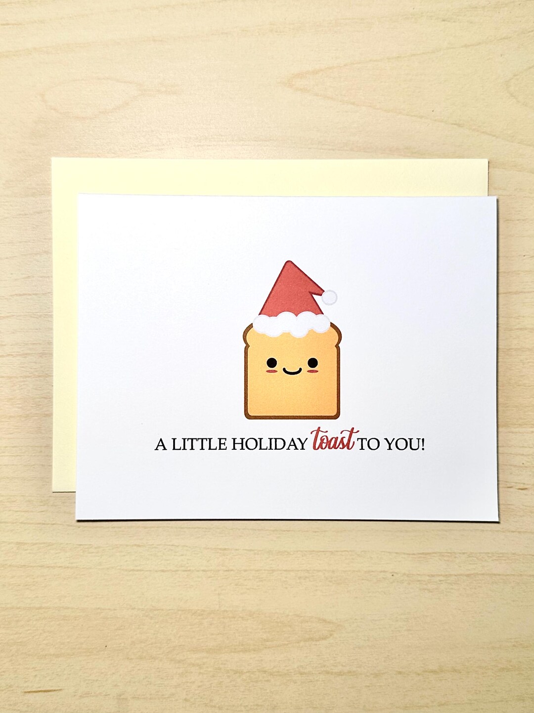 Cute Food Pun Christmas Card - A Little Holiday Toast to You | Festive ...