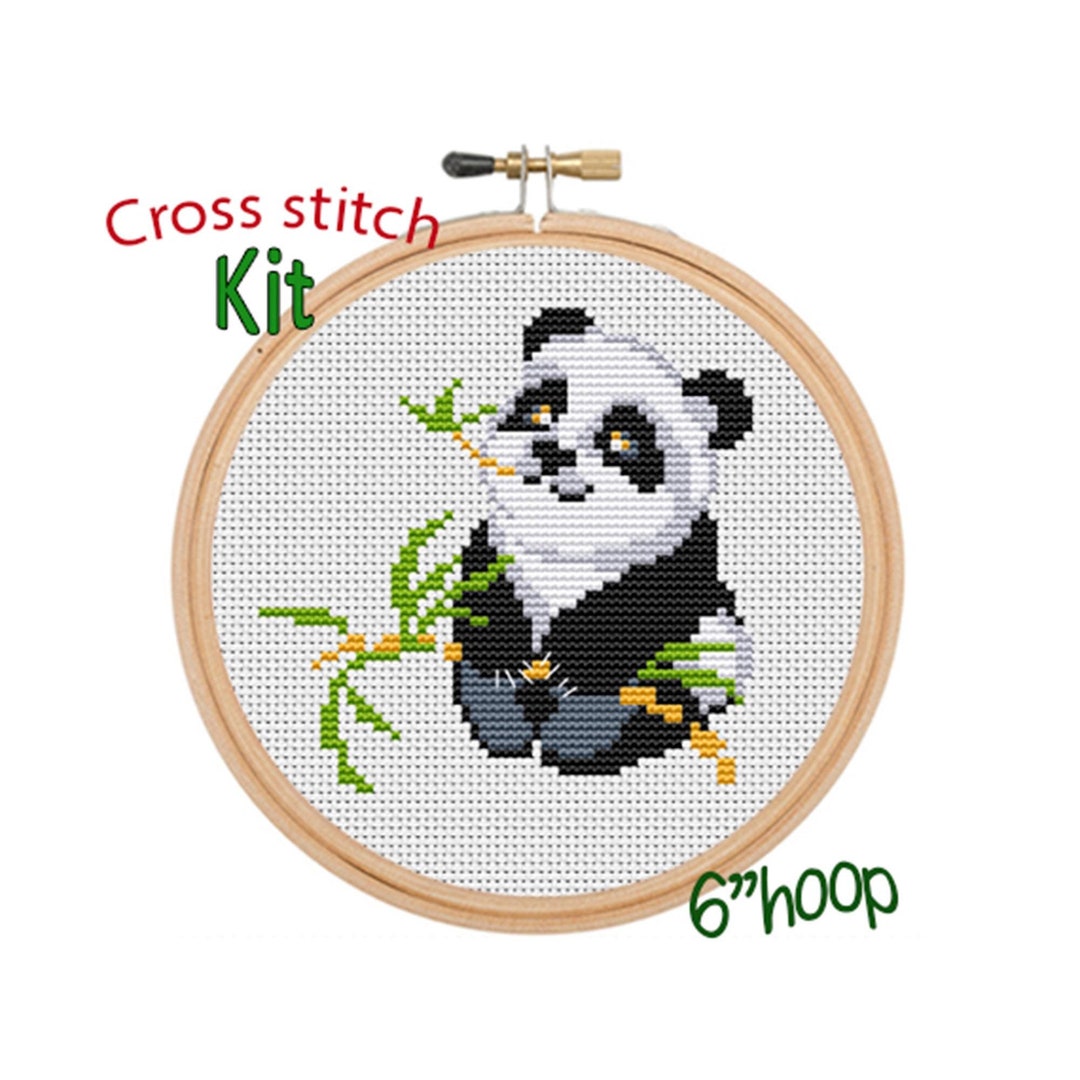 Panda Cross Stitch Kit. Funny Little Panda Cross Stitch Kit. Animal ...
