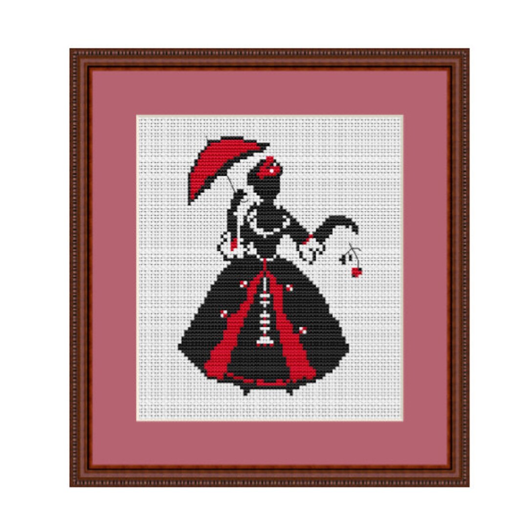 Lady With Umbrella Cross Stitch Pattern. PDF Instant Download ...