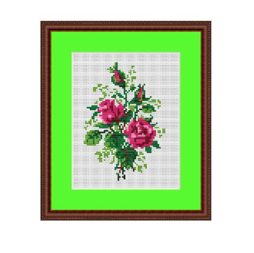 Bouquet of Roses Counted Cross Stitch Pattern. Flowers Cross Stitch ...