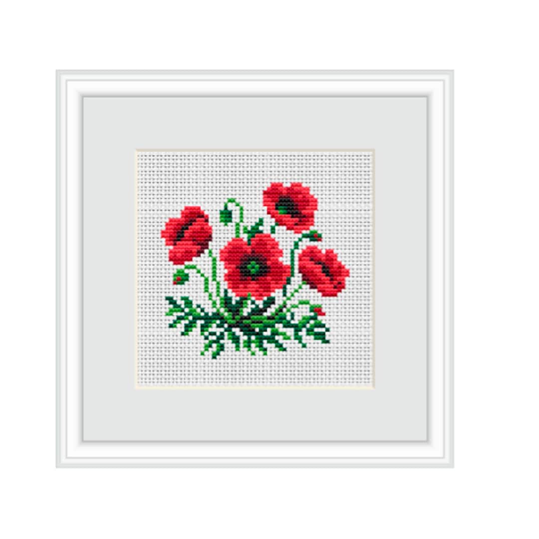 Instant Download. DIY Cross Stitch Pattern. Poppy Cross Stitch Pattern ...