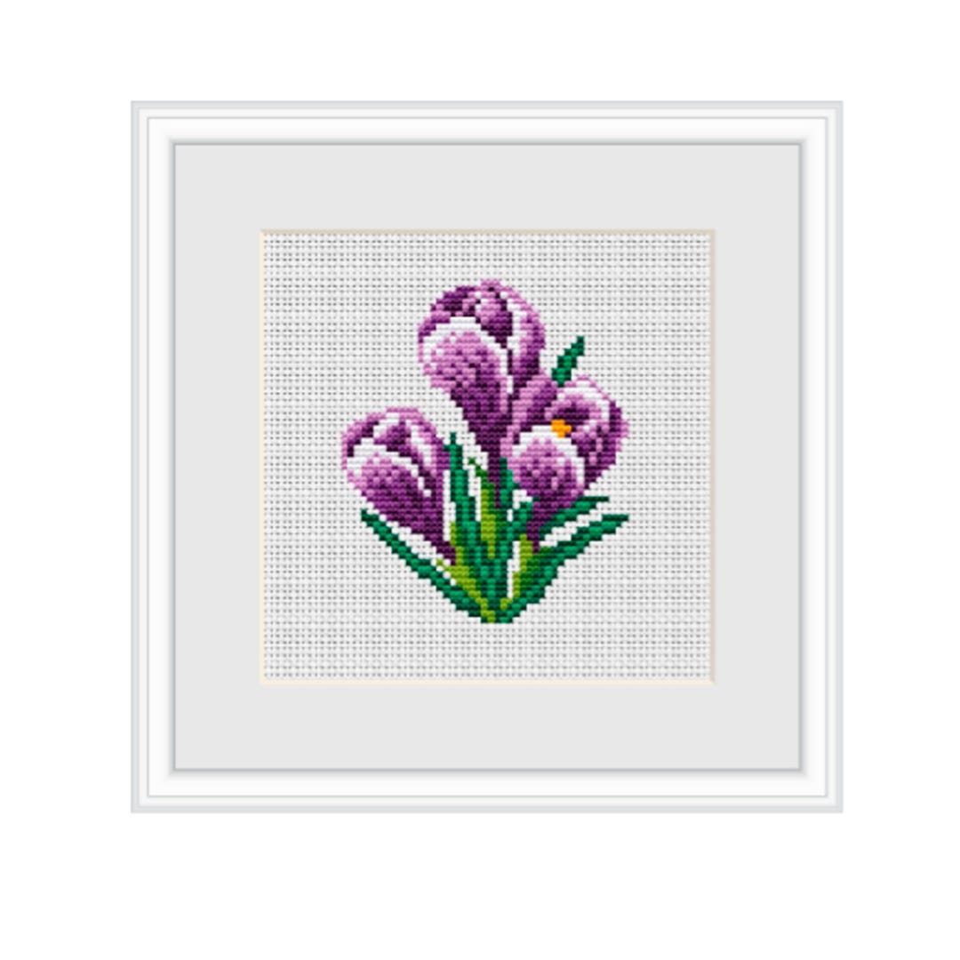 Crocuses Cross Stitch Pattern. Instant Download. Beginner Counted Cross ...