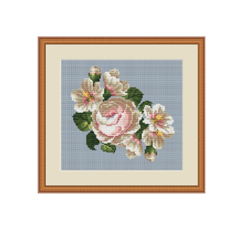 White Roses Counted Cross Stitch Pattern. PDF Instant | Etsy