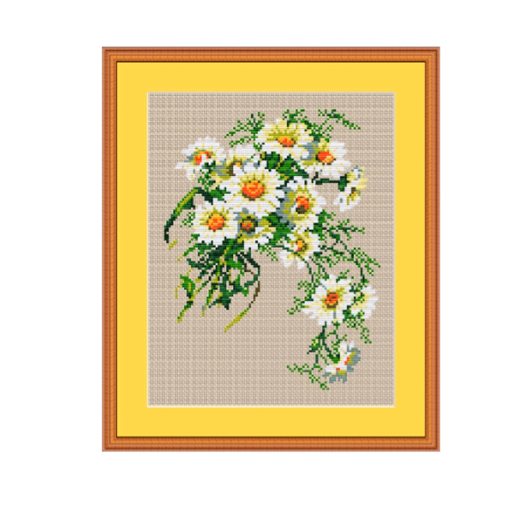 Bouquet of Daisies Cross Stitch Pattern. Flowers Cross Stitch. Daisy ...