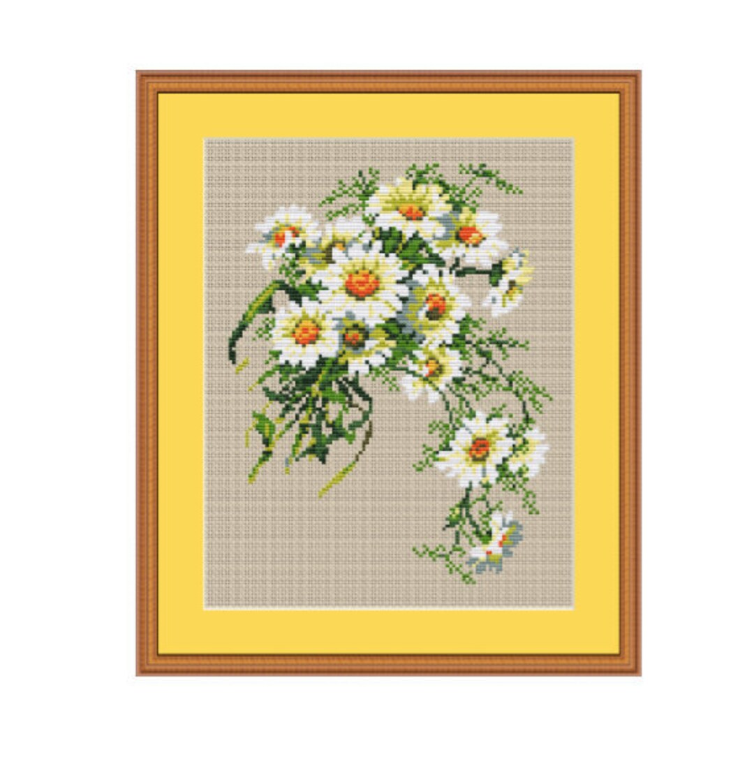 Bouquet of Daisies Cross Stitch Pattern. Flowers Cross Stitch. Daisy Cross Stitch Pattern Home ...
