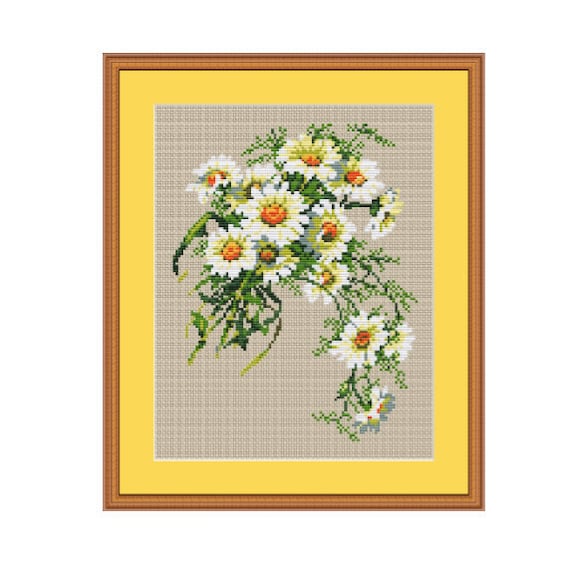 Bouquet of Daisies Cross Stitch Pattern. Flowers Cross Stitch. - Etsy
