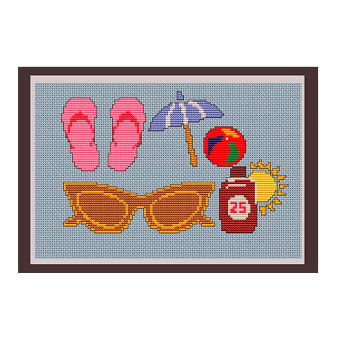 Summer Vacation Cross Stitch Pattern: Beach Theme (PDF Download) - Etsy