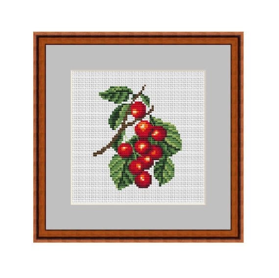 Cherry Cross Stitch Pattern. Fruits Instant Download. PDF | Etsy
