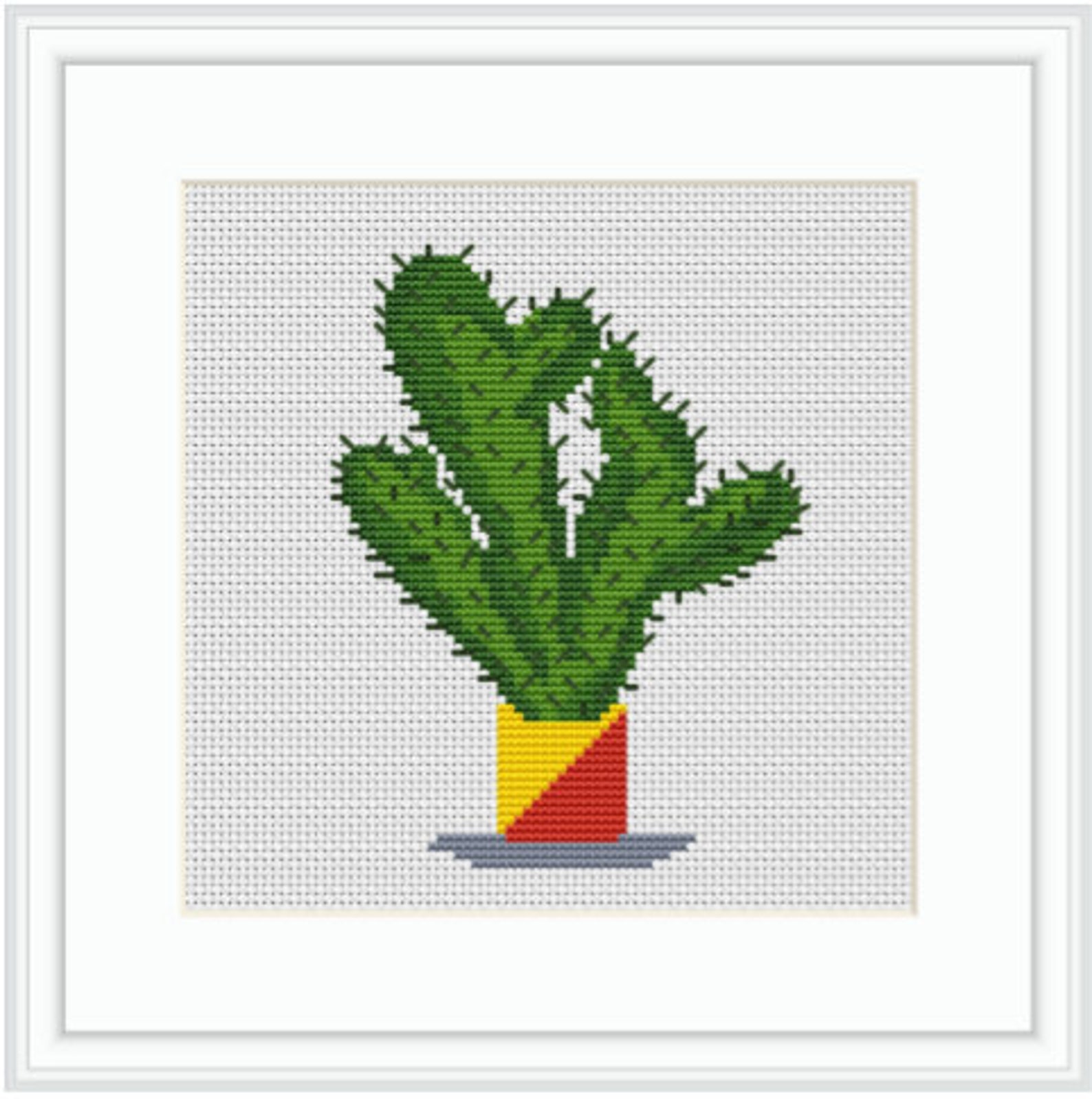 Green Cactus Cross Stitch Kit. Nature Beginner Cross Stitch. Home ...