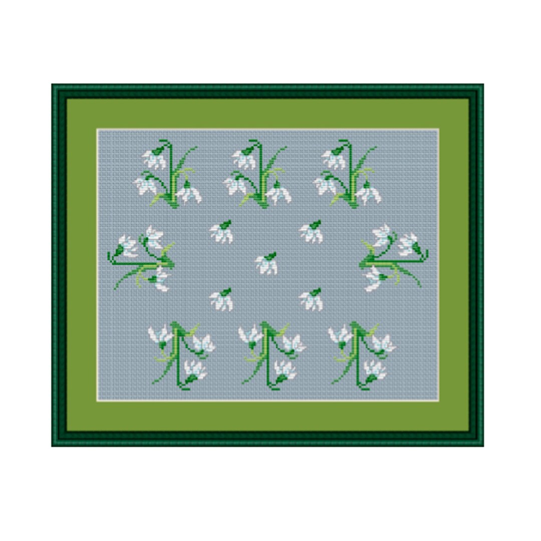 Snowdrop Tablecloth Cross Stitch Pattern, Floral Centerpiece (PDF ...