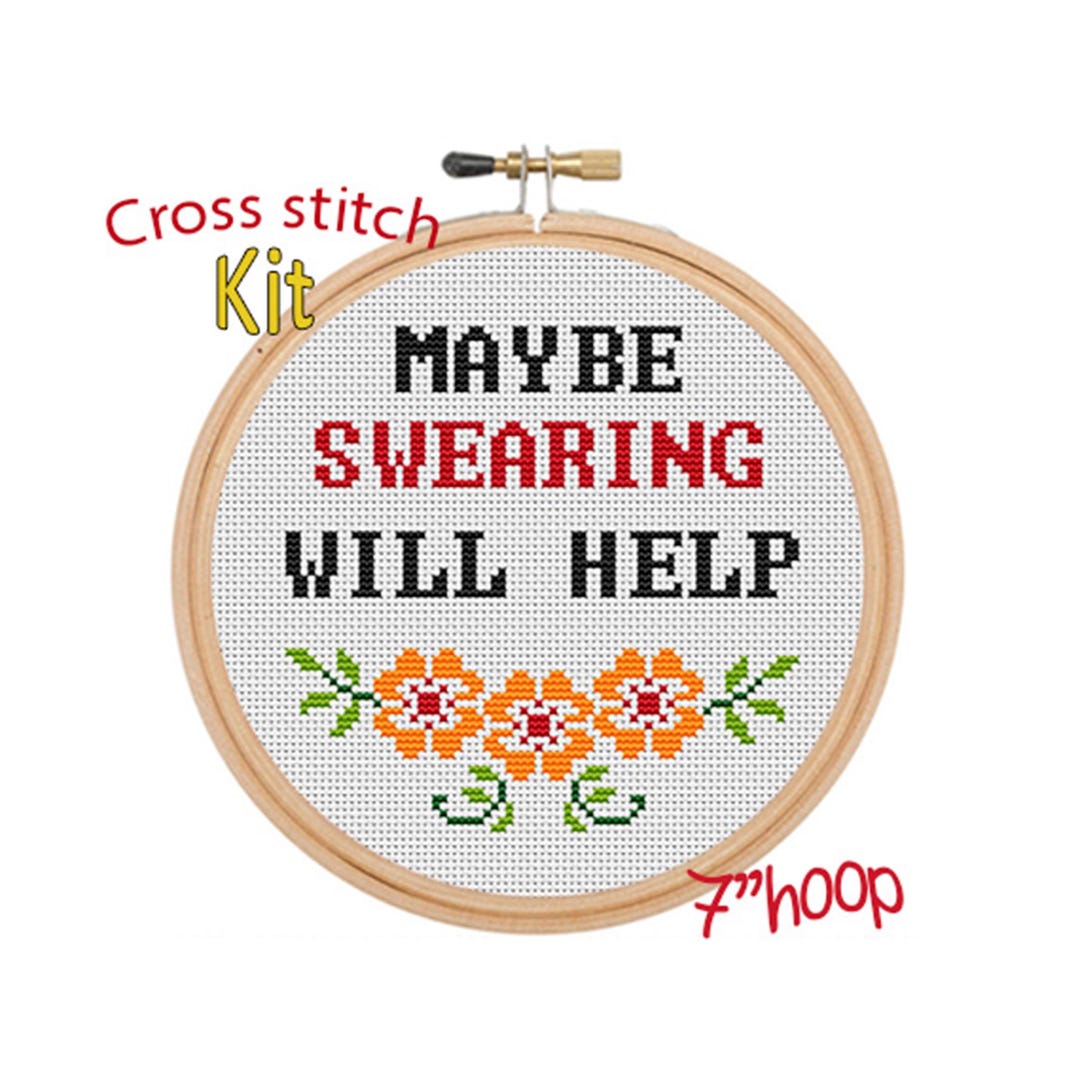 Funny Swearing Cross Stitch Kit: Beginner Embroidery, Modern Subversive ...