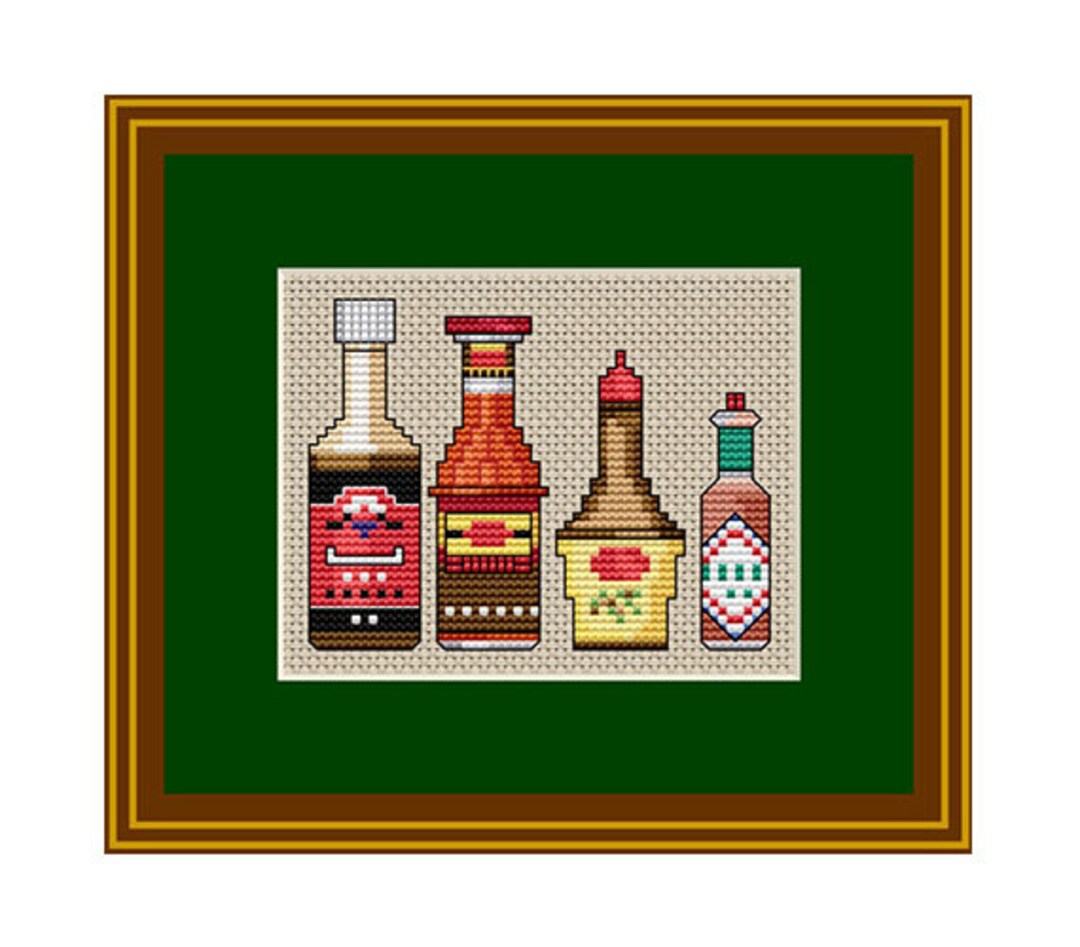 Pattern. Kitchen Decor. Counted Cross Stitch. Soy Sauce. Tabasco ...