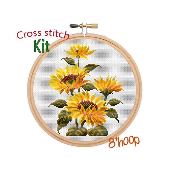 Sunflowers Cross Stitch Kit. Floral Cross Stitch Kit. Flowers - Etsy