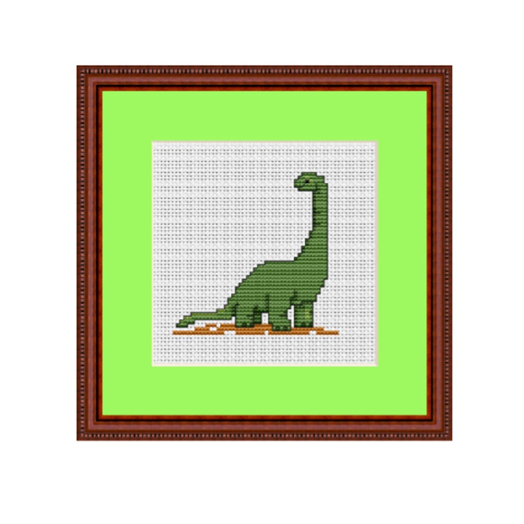 Dinosaur Cross Stitch Pattern. Beginner Stitch Scheme. Counted Cross ...