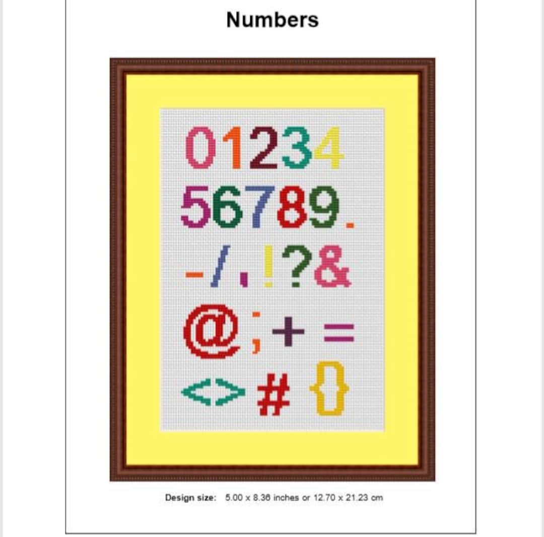 Symbols and Numbers Counted Cross Stitch Pattern. PDF Instant Download ...