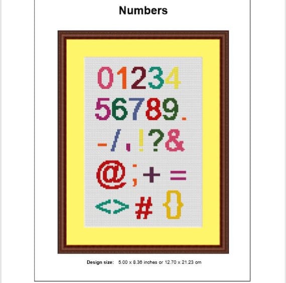 Symbols and Numbers Counted Cross Stitch Pattern. PDF Instant - Etsy