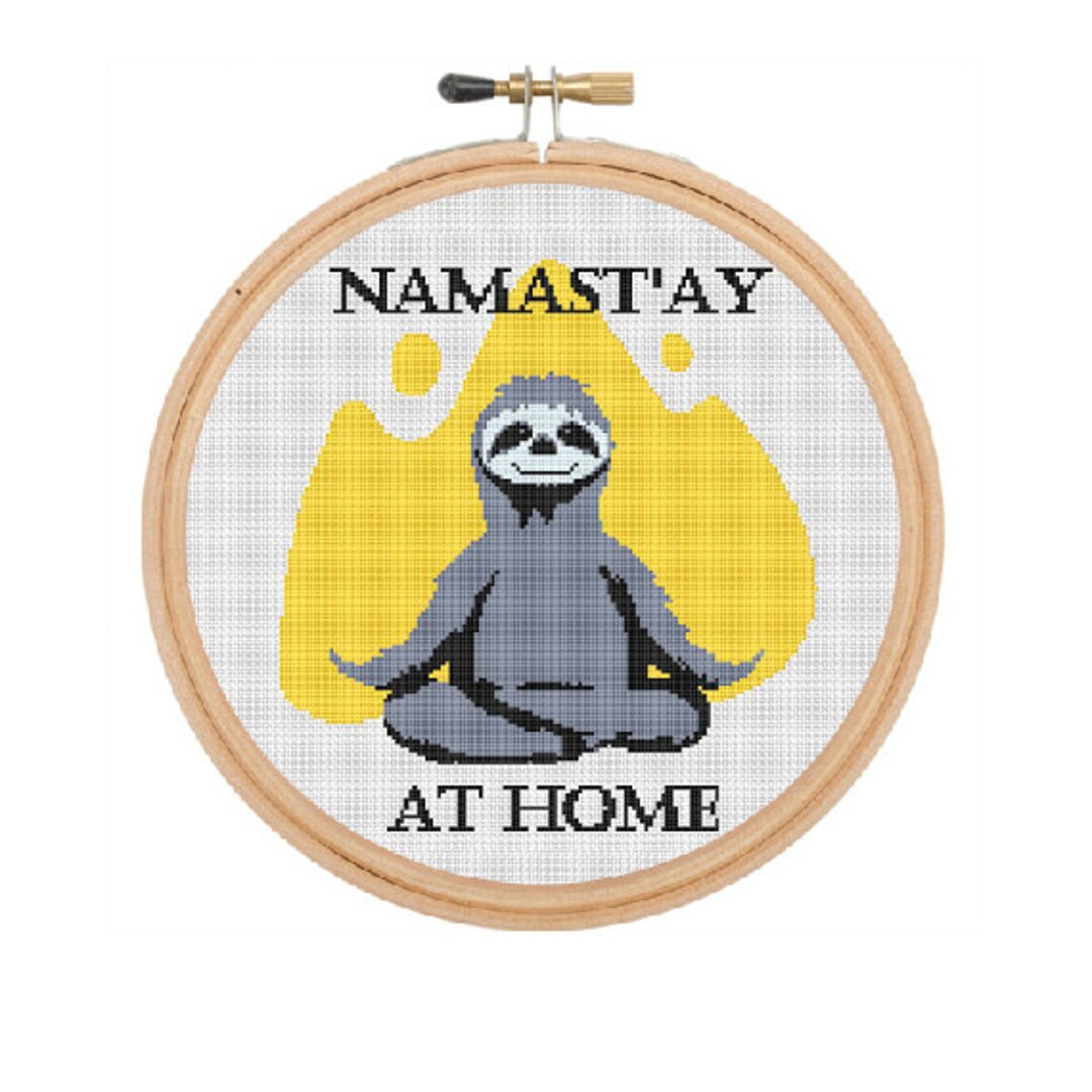 Namast'ay at Home Cross Stitch. Sloth. Yoga. Namaste. - Etsy