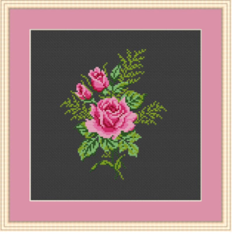 Pink Roses Counted Cross Stitch Pattern. PDF Instant Download. Nature ...