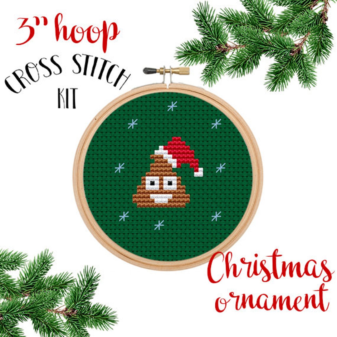 Christmas Poop Emoji Cross Stitch Kit. Ornament Kit. Have a Nice Poop ...