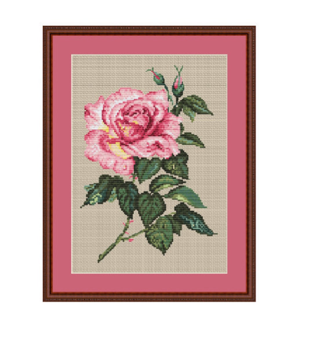 Roses Cross Stitch Pattern. Home Decor Cross Stitch Pattern. Pink ...