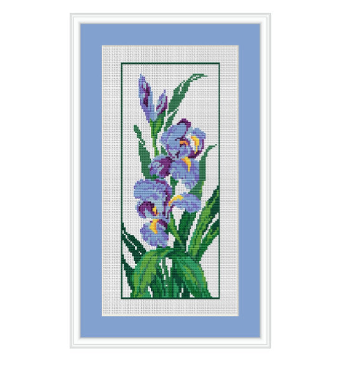 Irises Counted Cross Stitch Pattern. Flowers Nature Cross Stitch ...