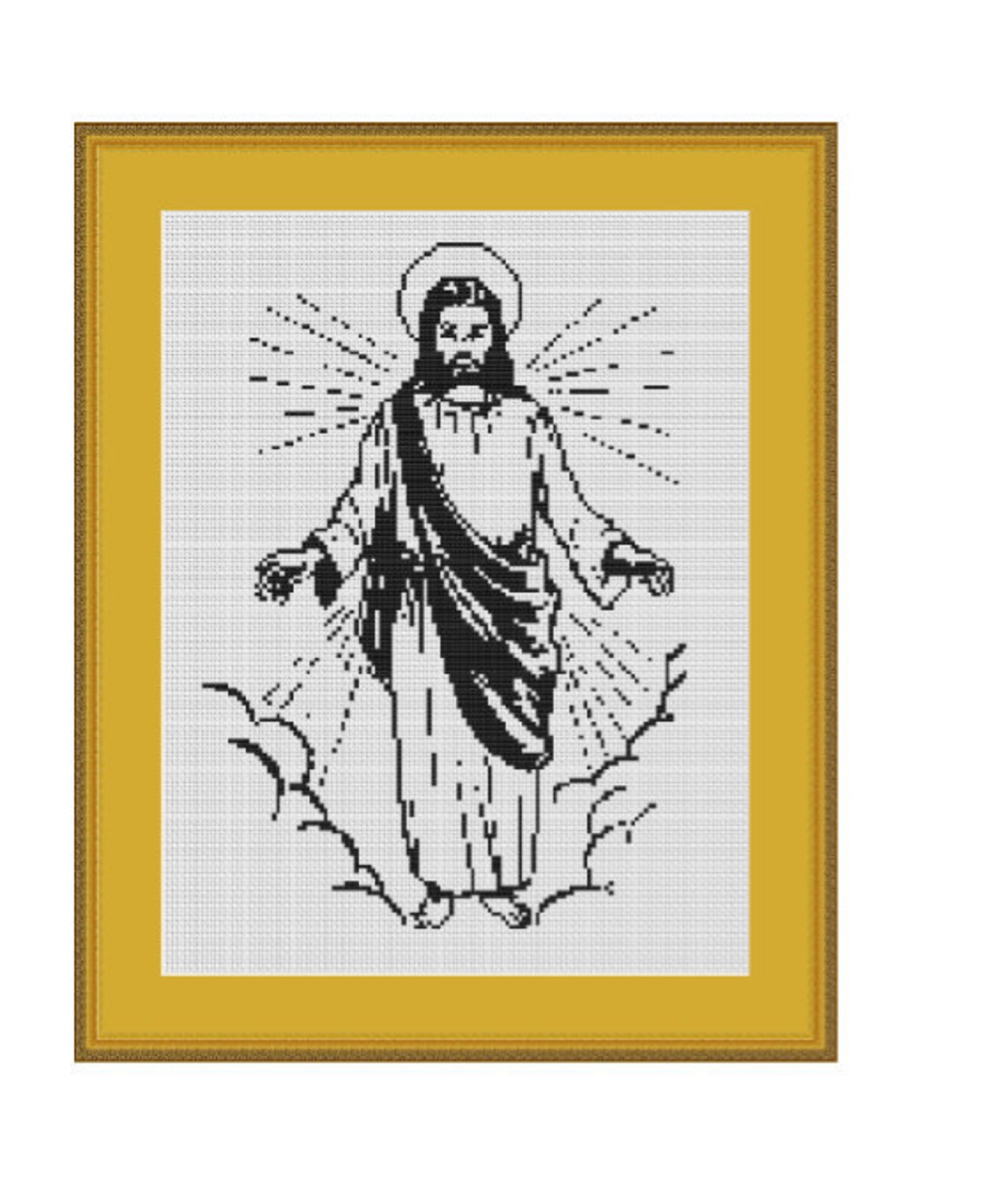 Monochrome Pattern. Jesus Christ Cross Stitch Pattern. PDF Chart. Easy ...