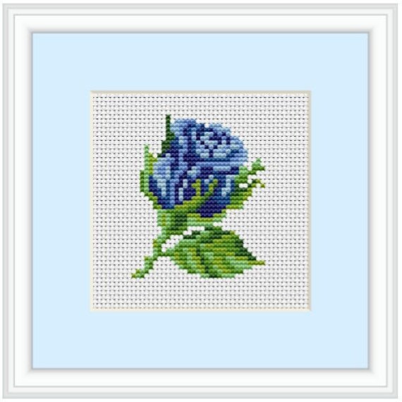 Blue Rose Cross Stitch Pattern. Instant Download. Rose - Etsy