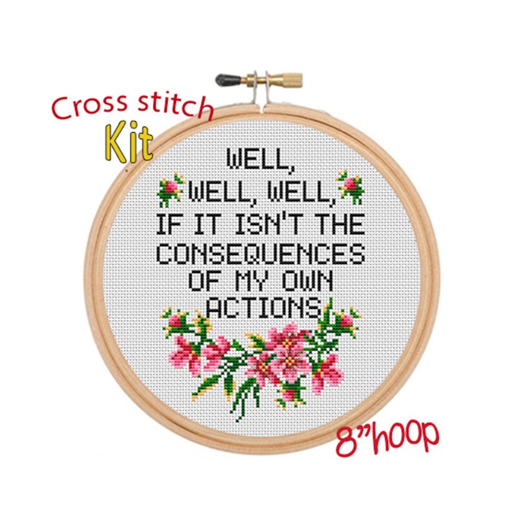 Subversive Floral Cross Stitch Kit: Consequences of My Actions - Etsy