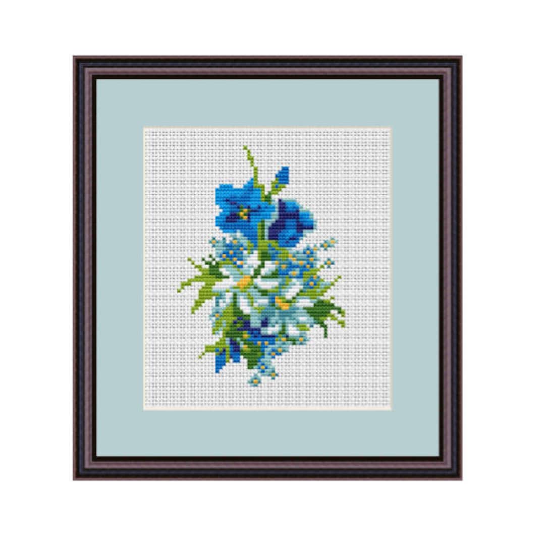 Blue Flowers Cross Stitch Pattern. Flowers Counted Pattern. PDF ...