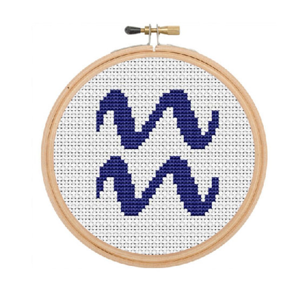 Aquarius Pattern. Zodiac Sign PDF Instant Download Counted Cross Stitch ...