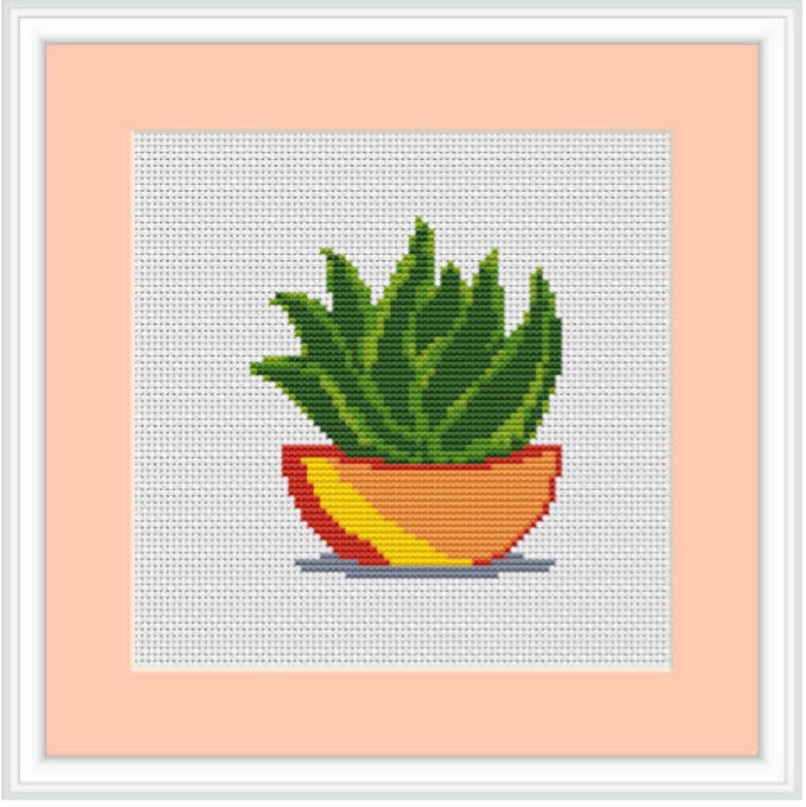 Cactus Cross Stitch Kit. Beginner Cross Stitch. Green Plants - Etsy