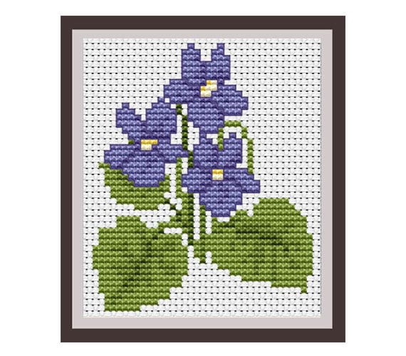 Violets Flower Counted Cross Stitch Pattern. PDF Instant | Etsy