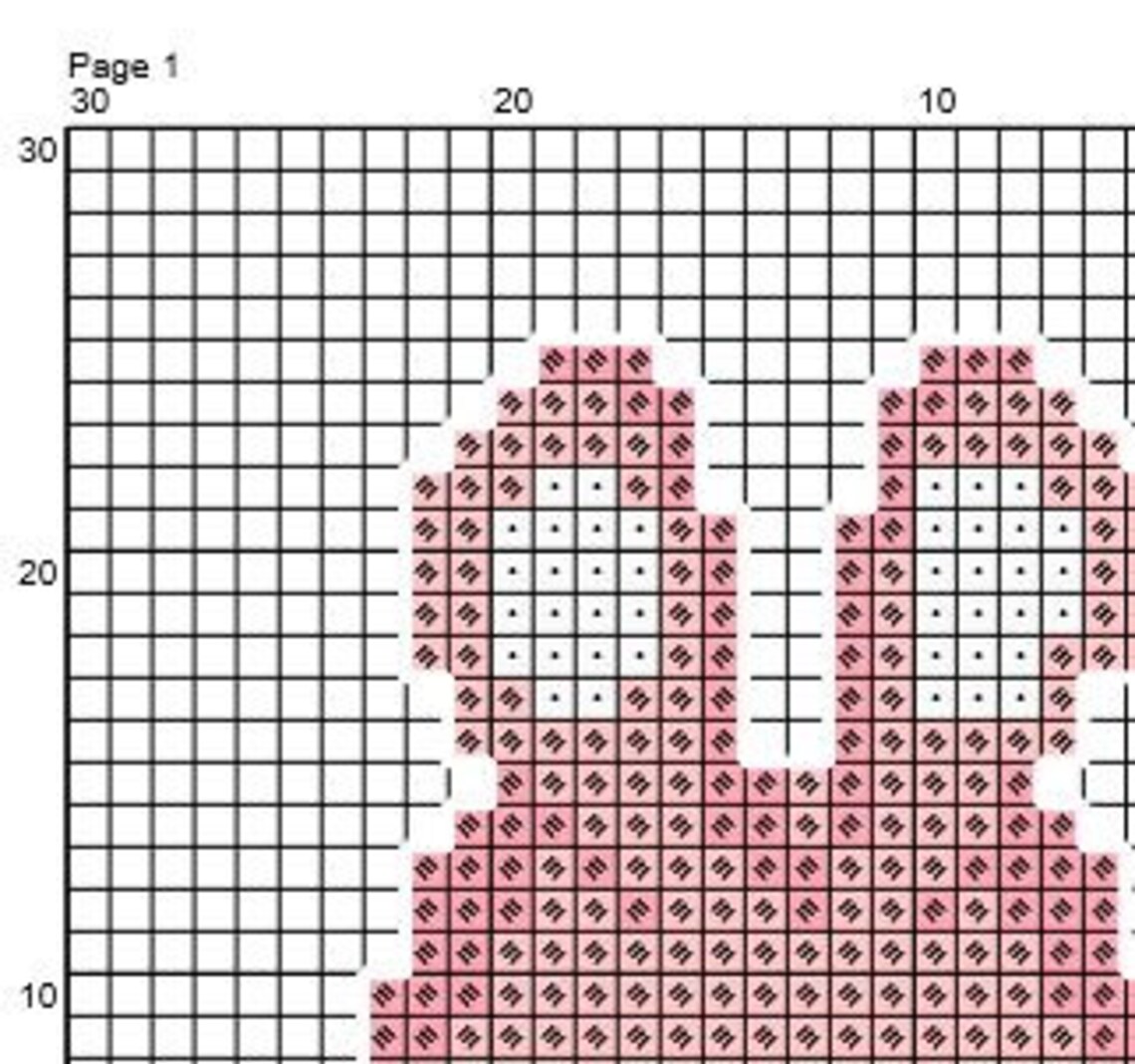Pink Bunny Pattern. Baby Room Decor Cross Stitch. Counted Cross Stitch ...