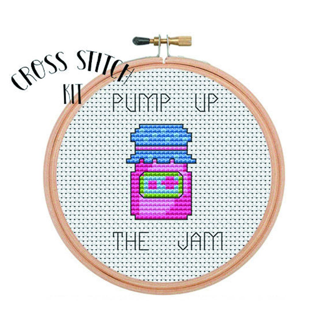 Pump up the Jam Cross Stitch Kit, Beginner Retro Embroidery - Etsy