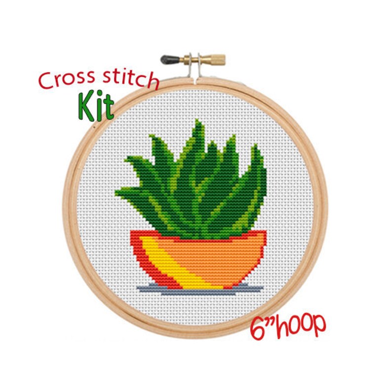 Cactus Cross Stitch Kit. Beginner Cross Stitch. Green Plants - Etsy