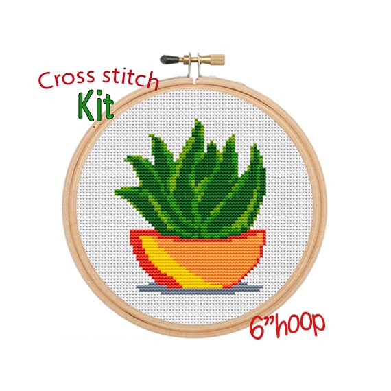 Cactus Cross Stitch Kit. Beginner Cross Stitch. Green Plants - Etsy