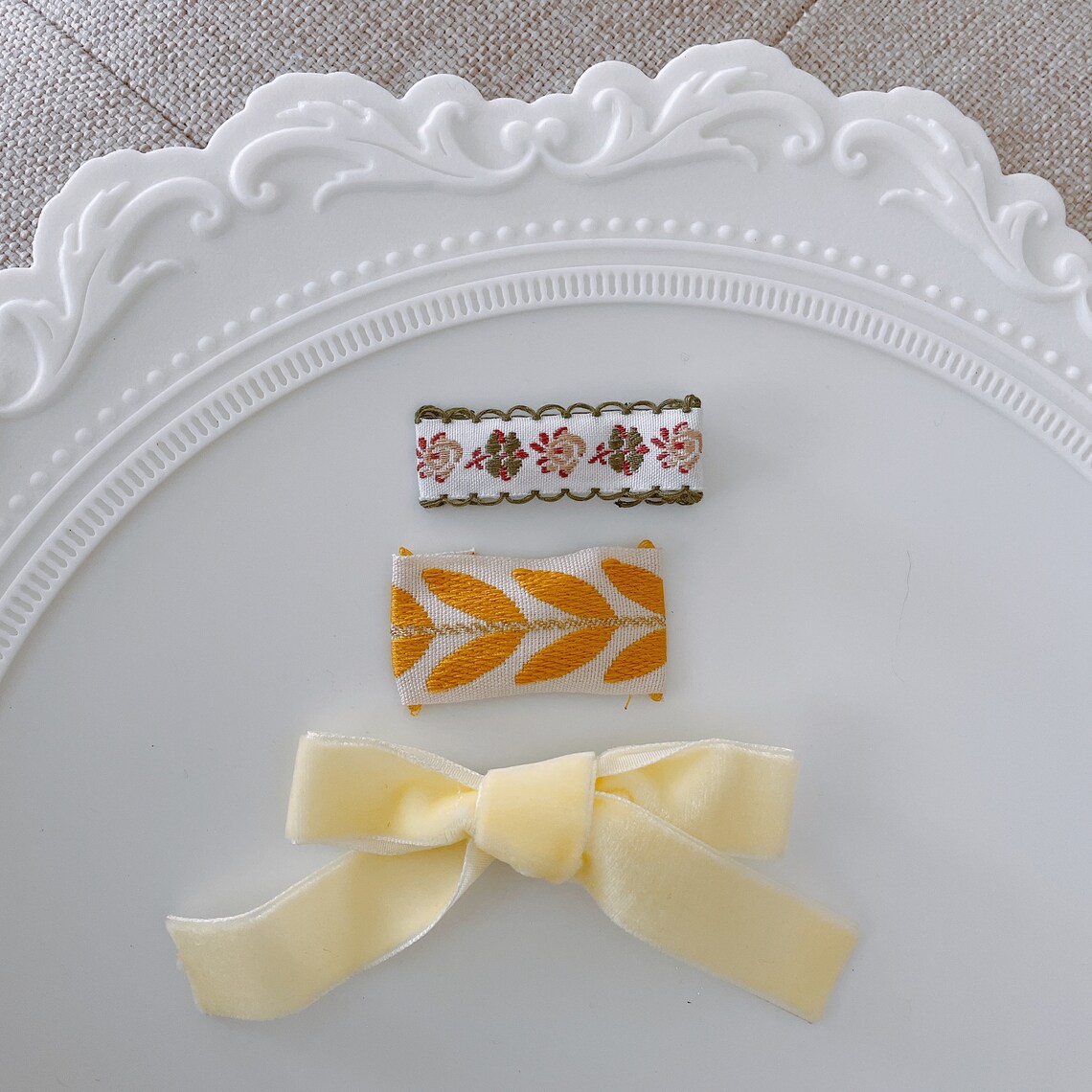 Hair Clip Set Embroidered Snap Clips With Matching Color - Etsy