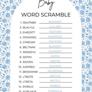 Word Scramble Baby Shower Game, Instant Download, Printable, Baby ...