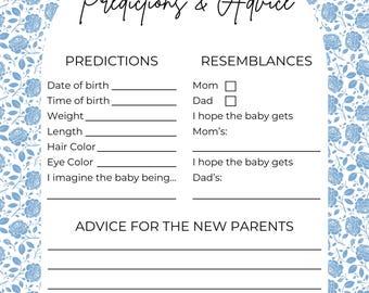 Baby Predictions and Advice, Printable, Baby Shower Party Game - Etsy