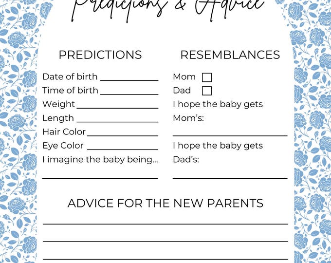 Baby Predictions and Advice, Printable, Baby Shower Party Game - Etsy