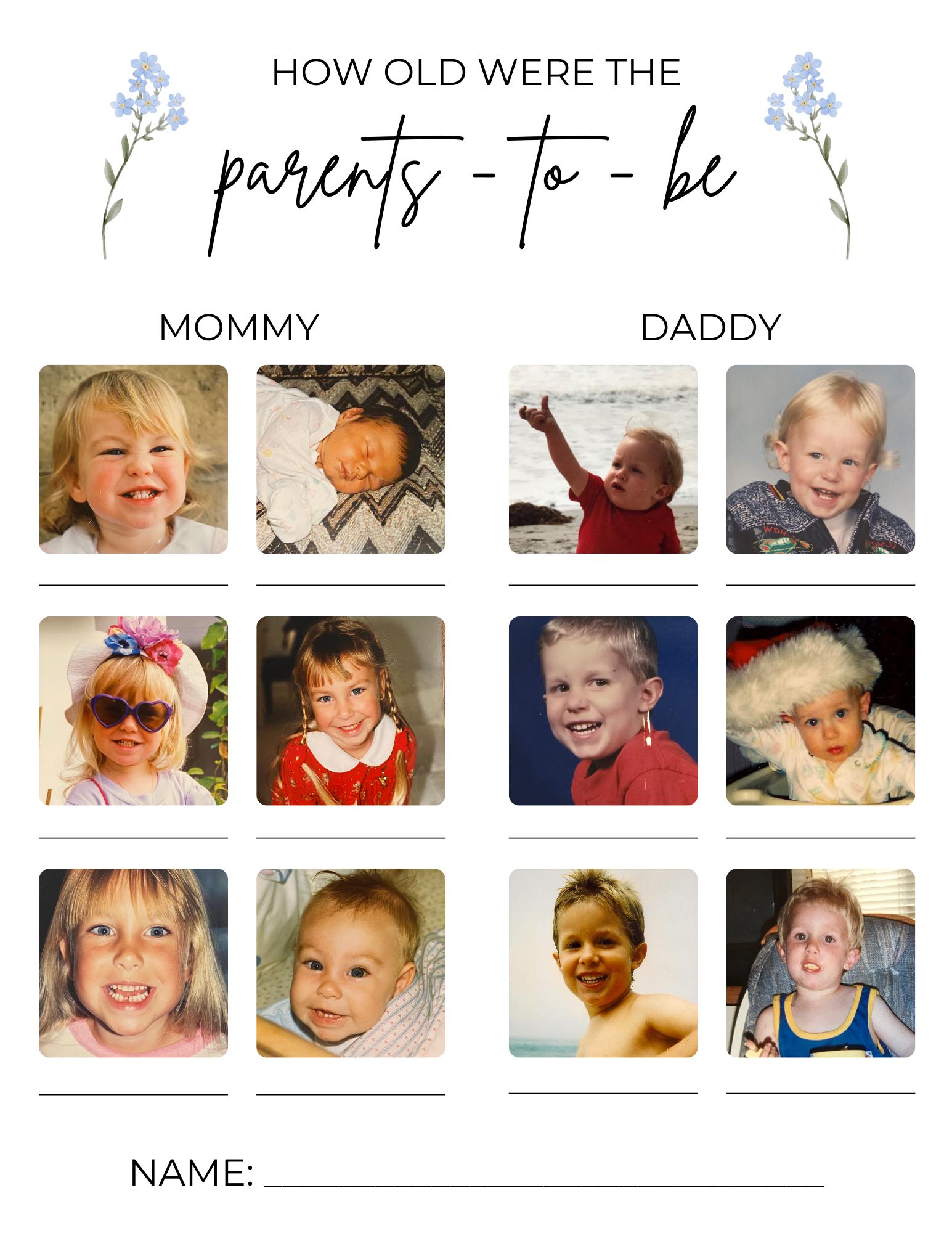 How Old Were the Parents-to-be, Guess the Age, Personalized, Printable ...