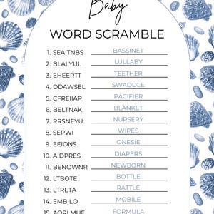 Word Scramble Baby Shower Game, Instant Download, Printable, Baby ...