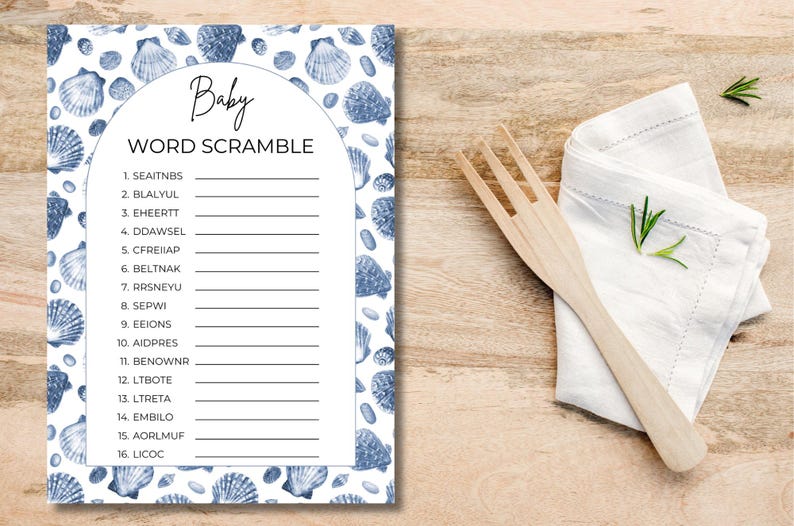 Word Scramble Baby Shower Game, Instant Download, Printable, Baby ...
