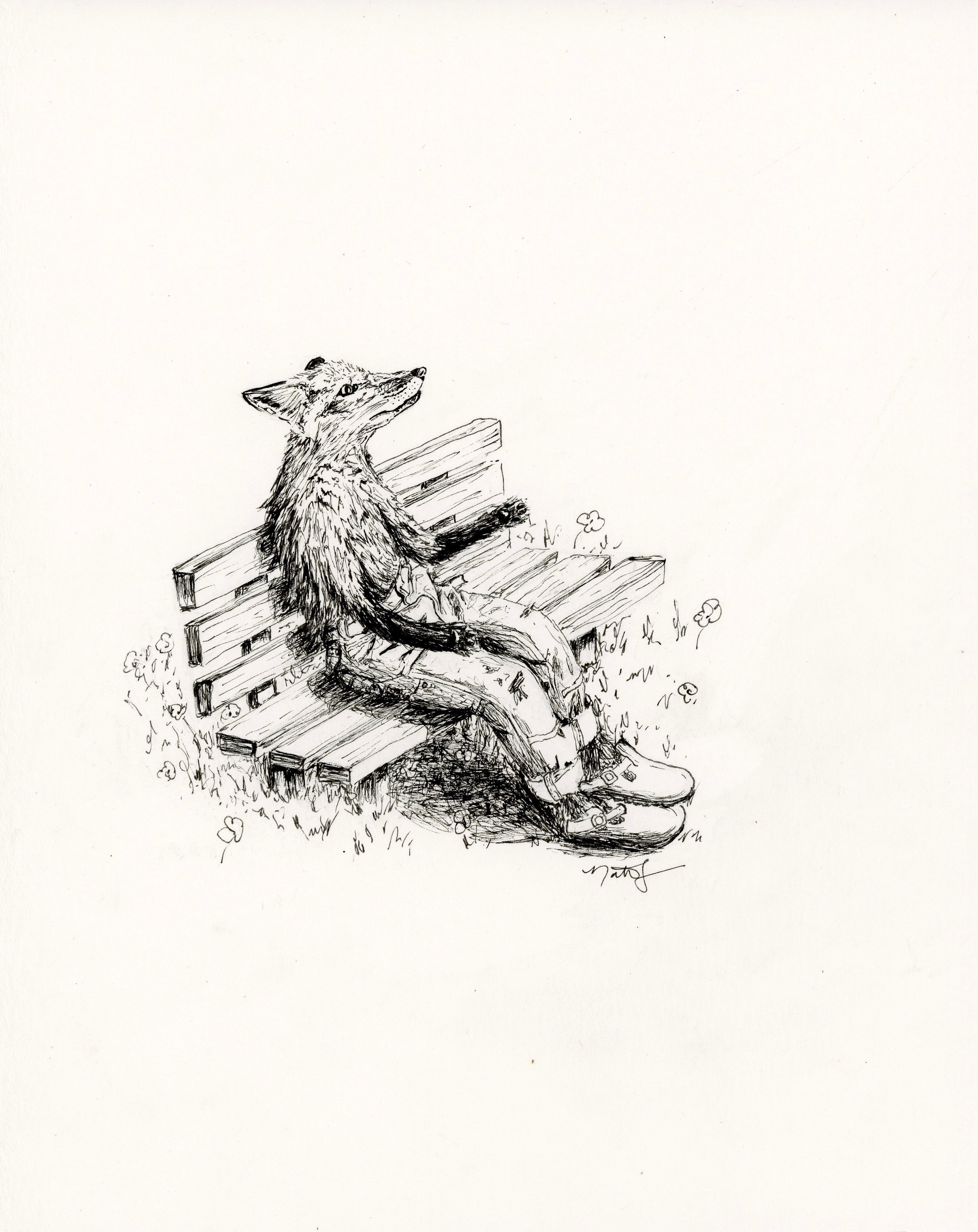 Season of Facing the Sun, Fox in Carhartts and Birkenstock Clogs Print ...