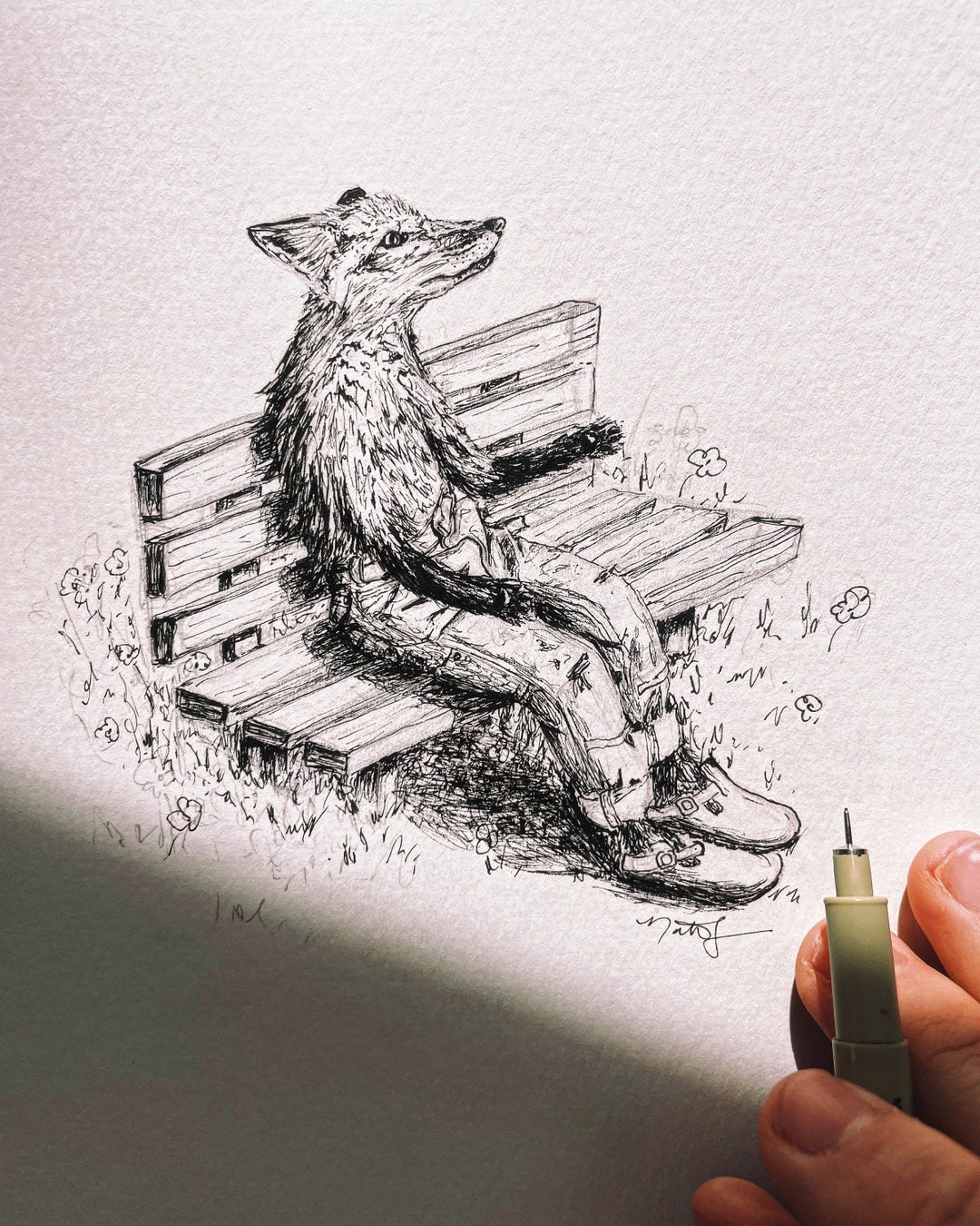 Season of Facing the Sun, Fox in Carhartts and Birkenstock Clogs Print ...