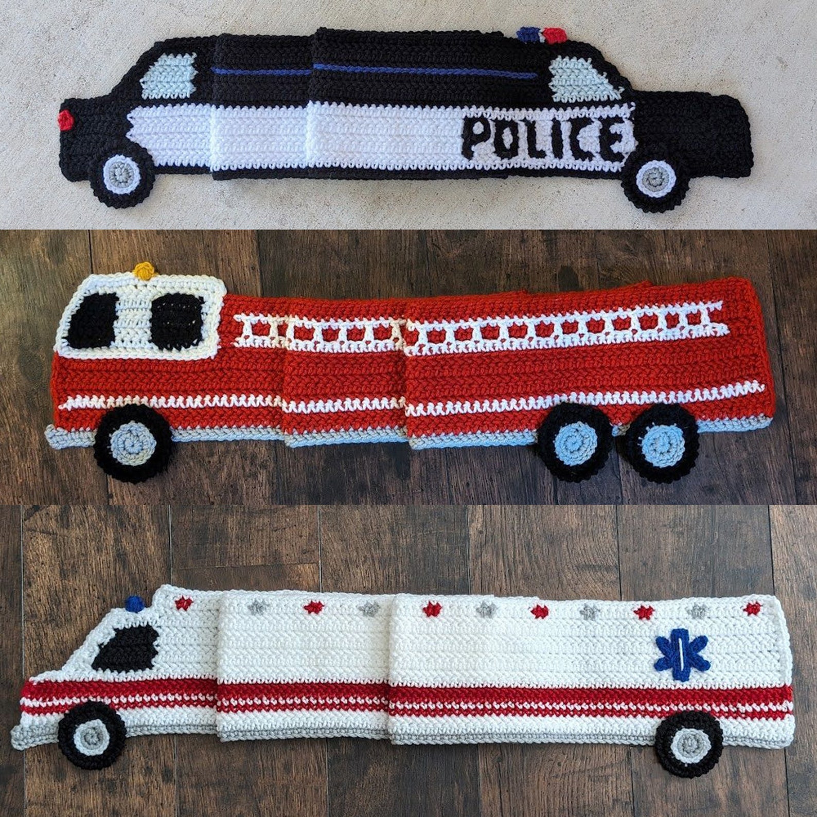 First Responder Scarf Pattern Bundle Fire Truck Police Ambulance EMT ...