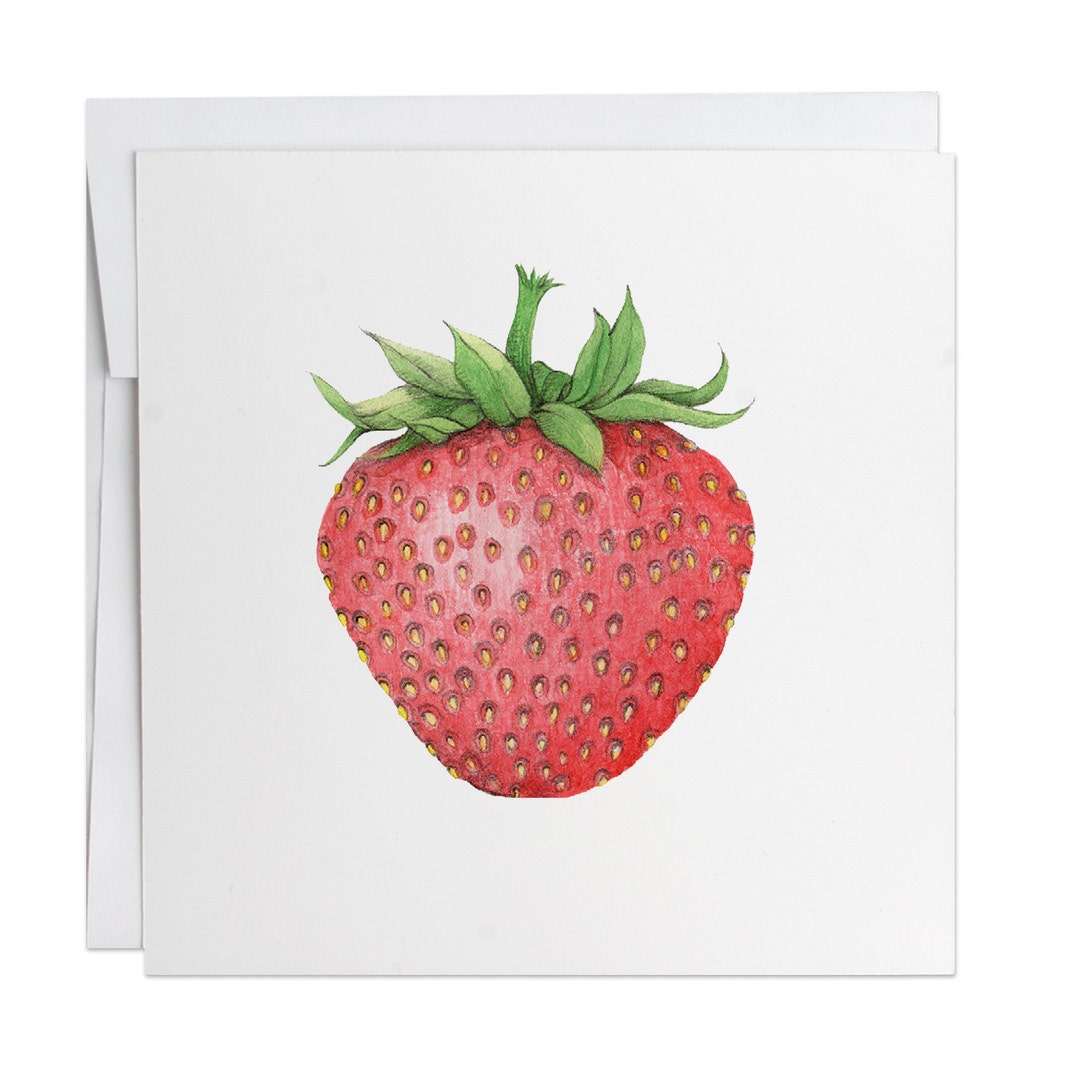 Strawberry Small Note Card- Watercolors - Handmade Cards - Stationery ...