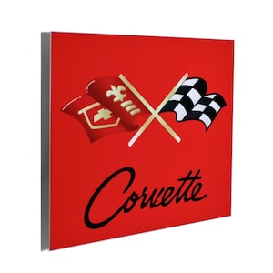 Corvette C3 Crossed Flags Emblem Metal Sign - Etsy